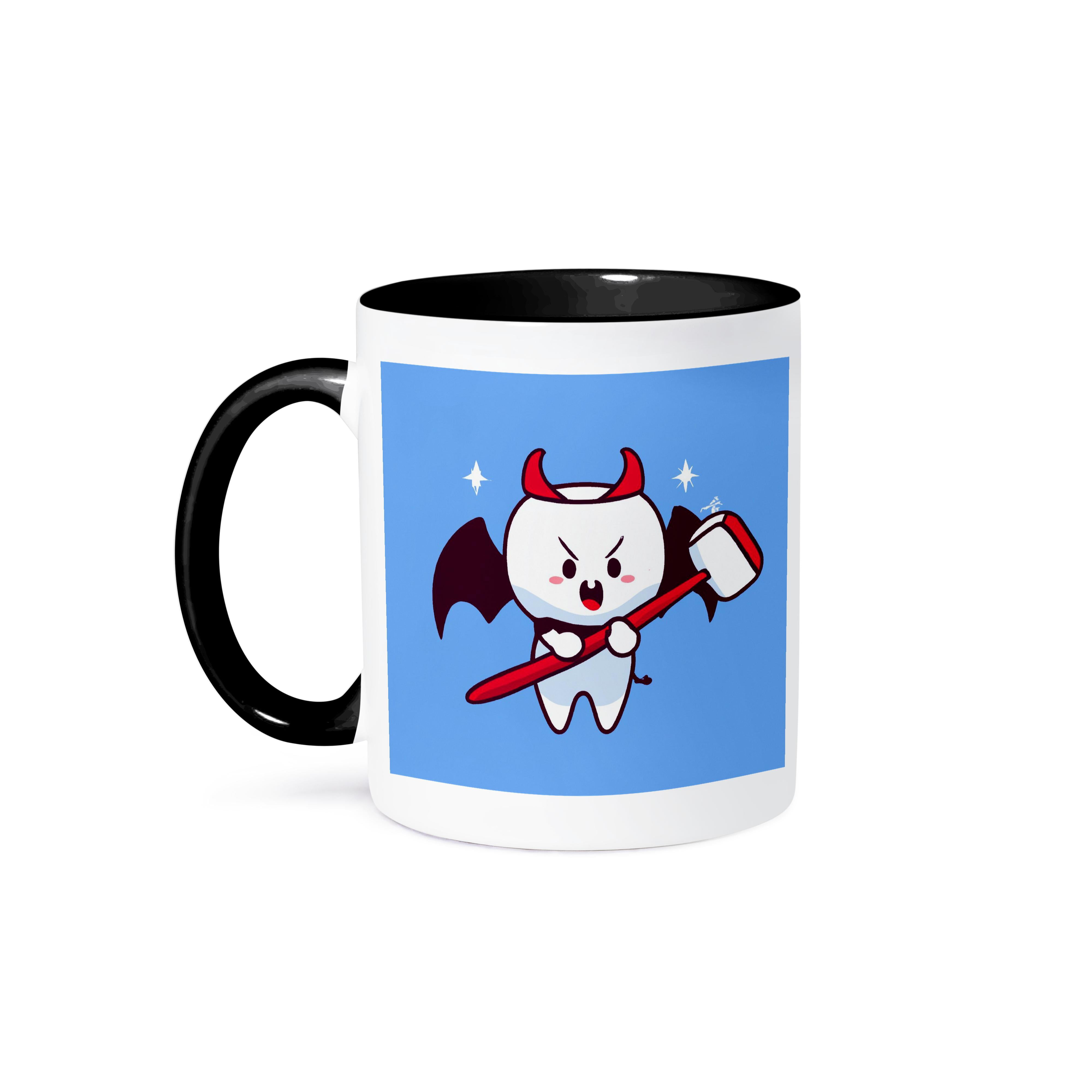 A Devilish Toothache Cute Little Demon Vector Art, 15oz Two-Tone Black ...