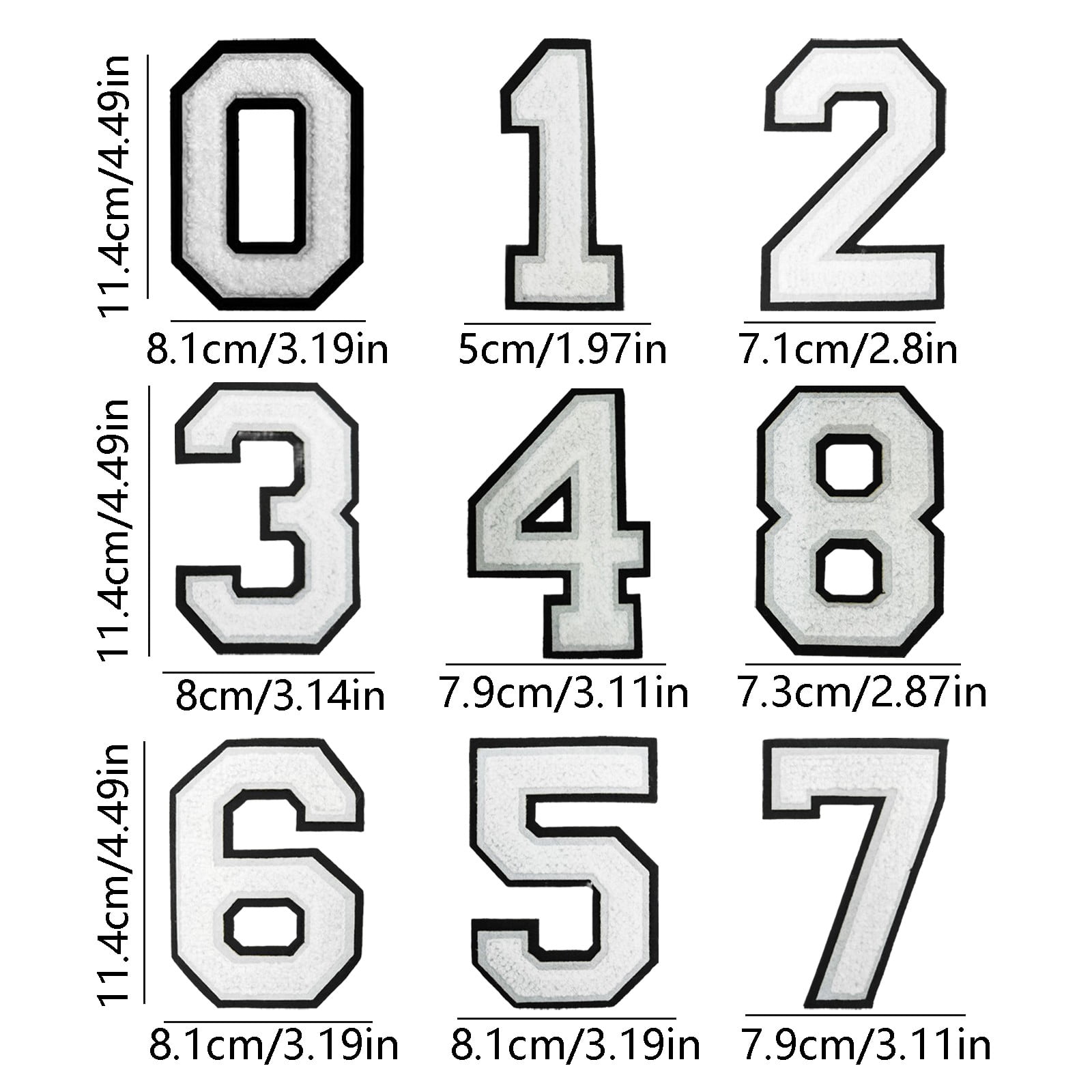 A Digital Patch 1 Pcs 4.2 Inch White Letter Or Number On Big Numerals ...