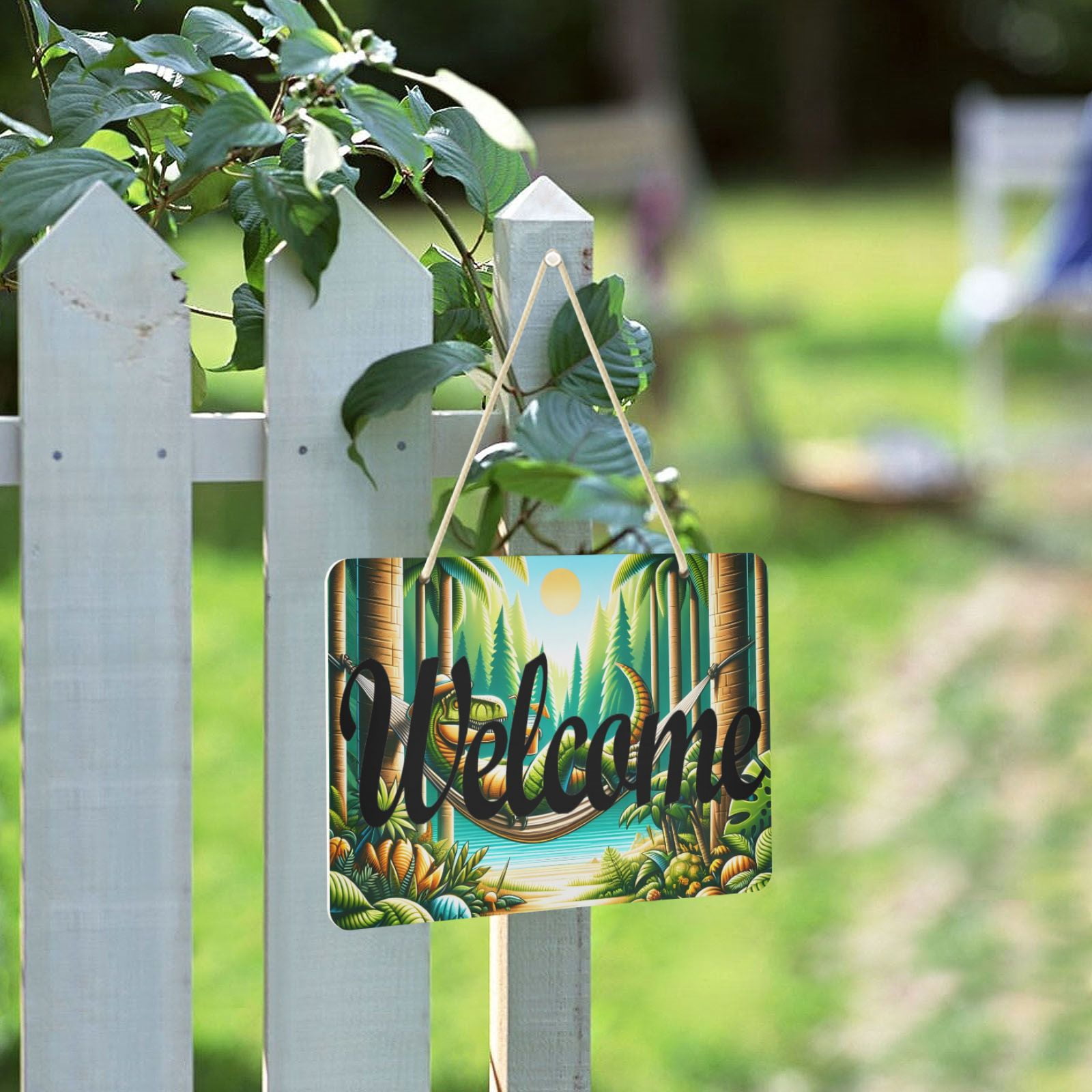 A Dinosaur and Forest Welcome Sign for Front Door Porch Wreath Door ...