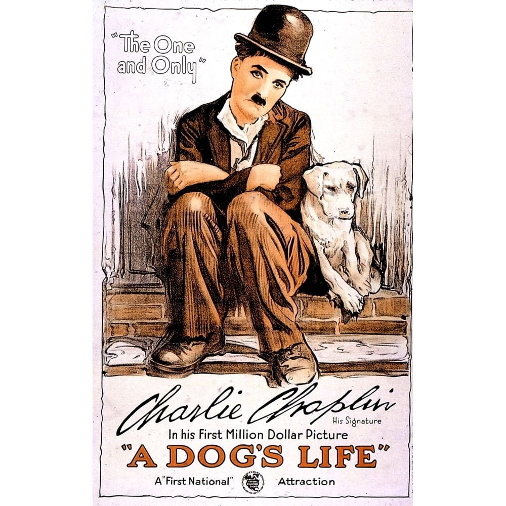 A Dog'S Life Charlie Chaplin With The Title Dog On 1-Sheet Poster 1918 ...