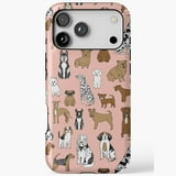 A Dogs Dogs Dogs Pink Background Themed Pattern iPhone 11 through 17 ...