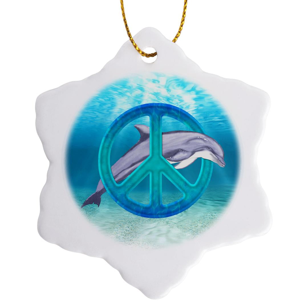 3drose, a Dolphin Swimming Through a Ocean Blue Peace Sign., 3 inch ...