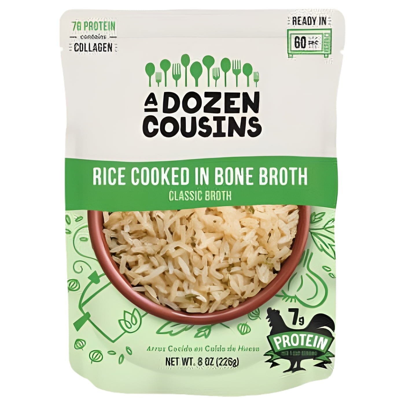 (2 pack) A Dozen Cousins Rice Cooked in Bone Broth Microwaveable Rice ...