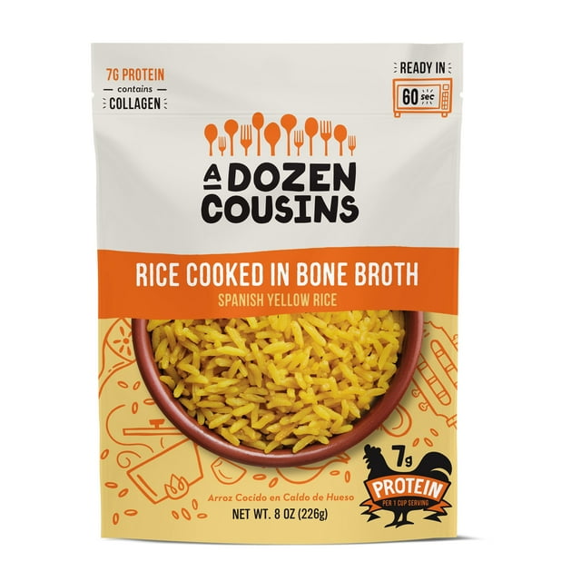 A Dozen Cousins Yellow Spanish Rice Cooked in Bone Broth, (6 pack) 8 oz ...