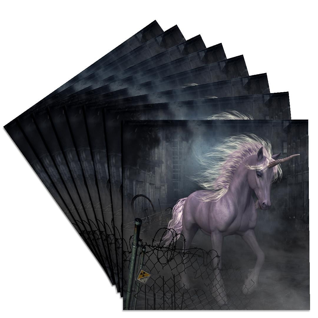 3drose, a Dreamlike Unicorn Walking Through a Destroyed City, Set of 8 ...