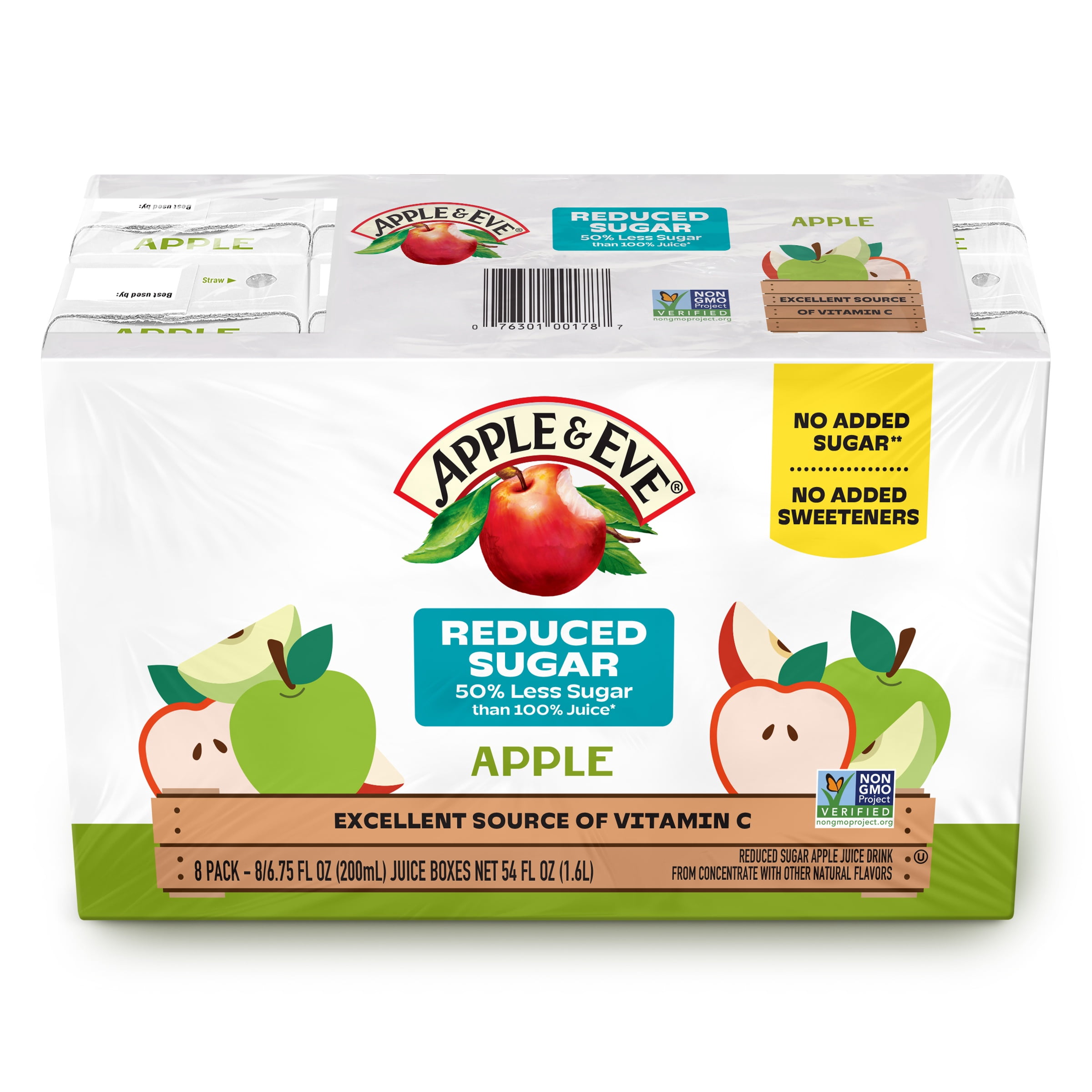 Apple & Eve Reduced Sugar Apple Juice Drink, 6.75 fl oz, 8 Count ...