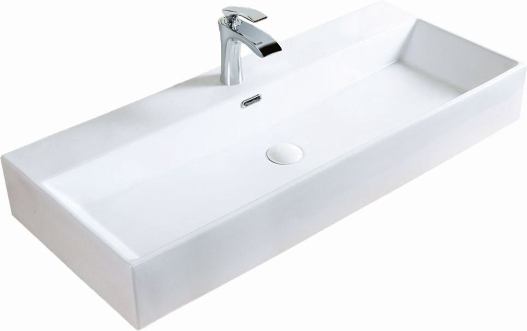 A&E Bath Dasha Over the Counter Vessel Ceramic Basin Sink, Glossy White ...