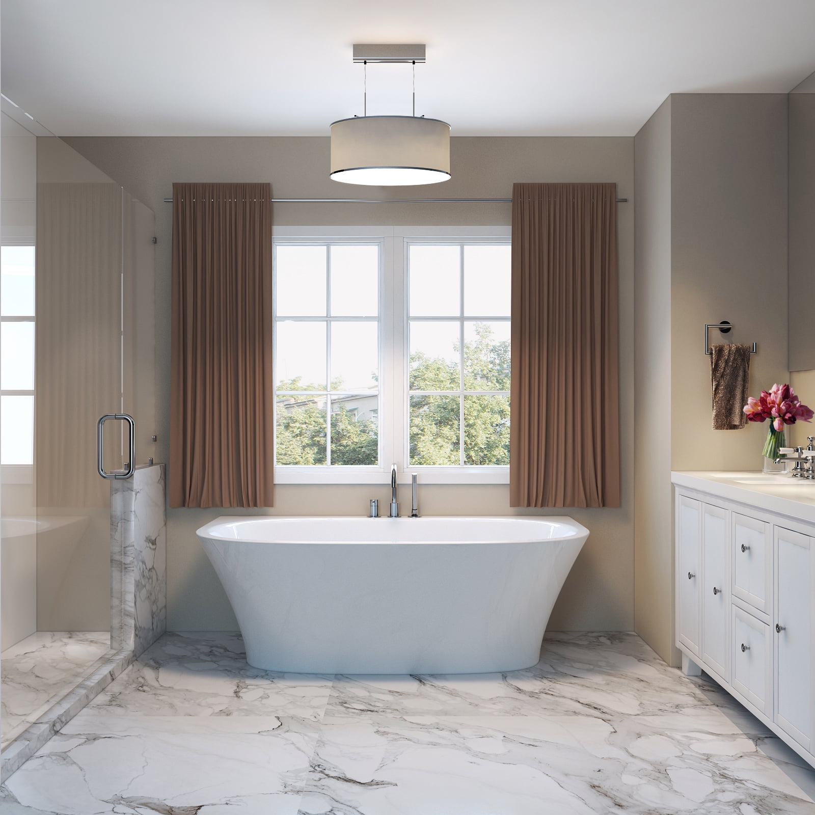 A&E Bath Sienna, White Acrylic, 67" Freestanding Bathtub - Walmart.com