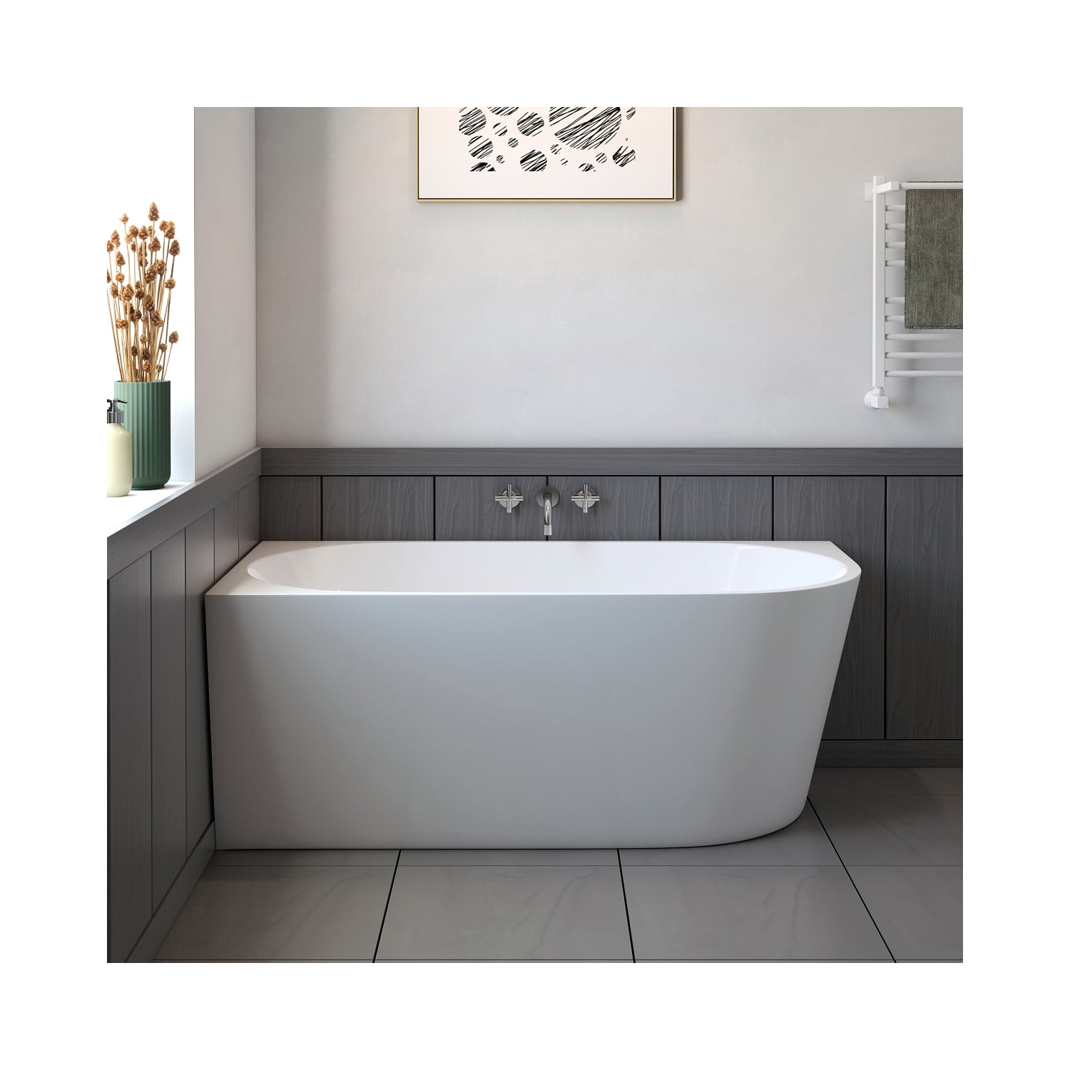 A&E Bath and Shower Poppy Left-Side Bathtub, Contemporary Freestanding ...