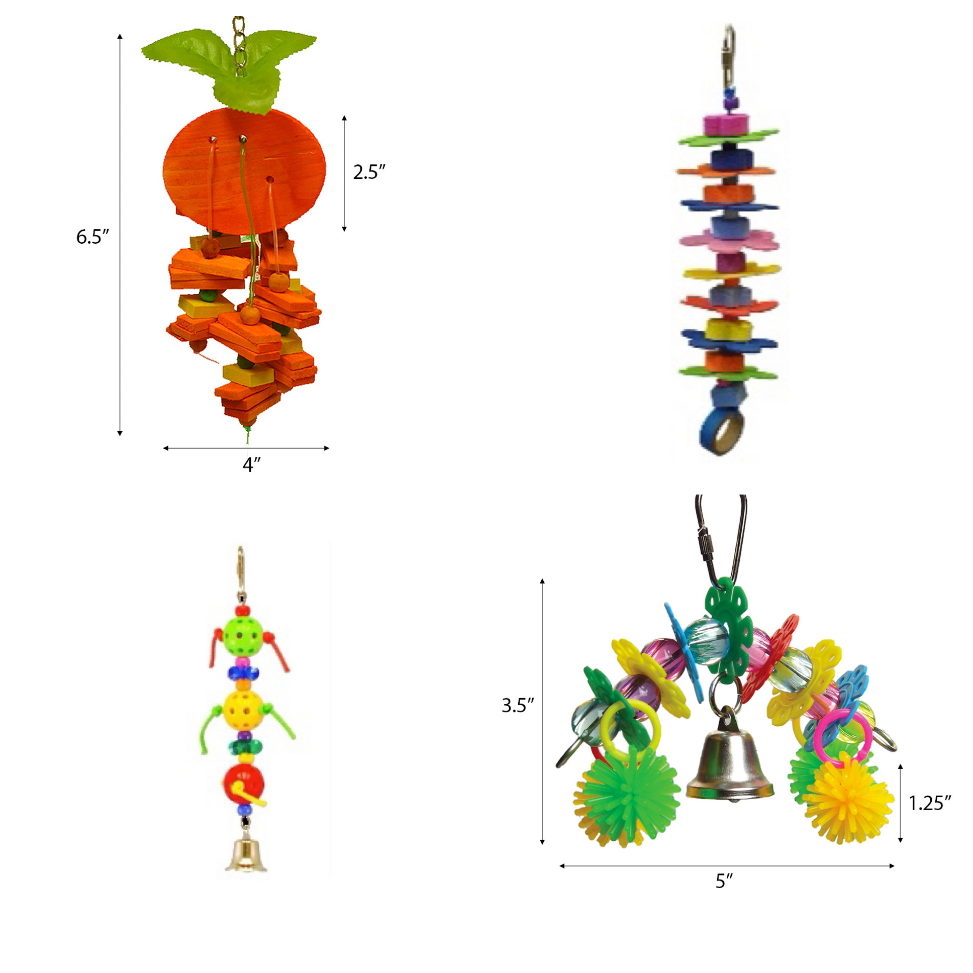 A&E Cage Co. Happy Beaks Cockatiel Toy Bundle, 4 pieces - Walmart.com