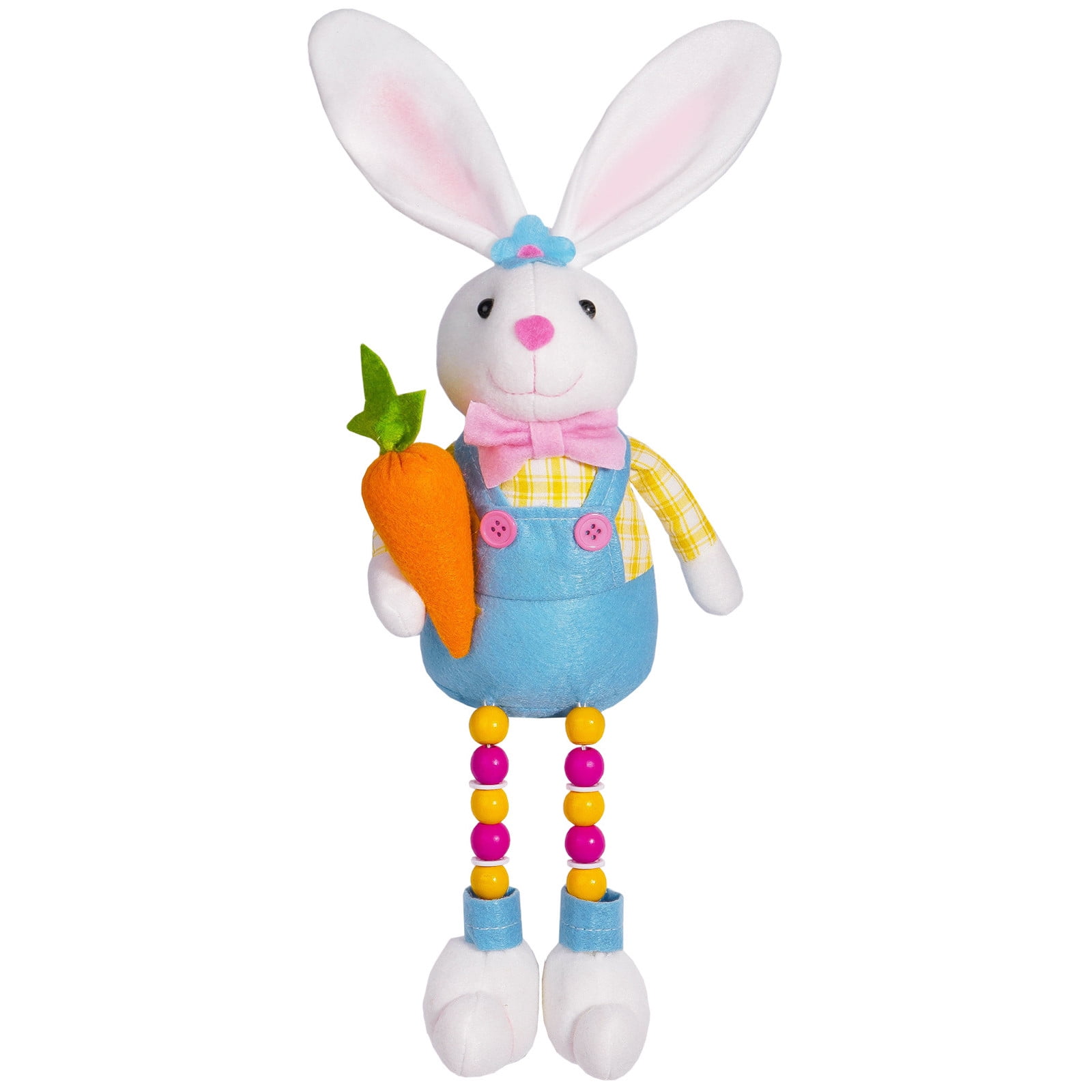 A Easter Bunny Plush Toy Holding Carrot Flower Sitting Pose 18.11 X 5. ...