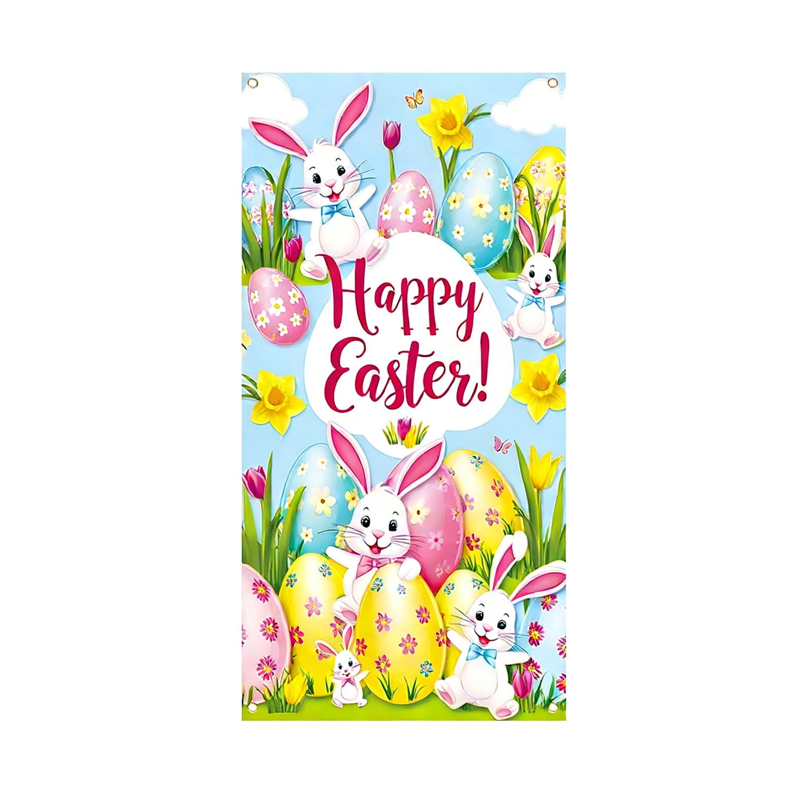 A Easter Door Cover Party Decor Polyester Print For Indoor Wall Hanging ...