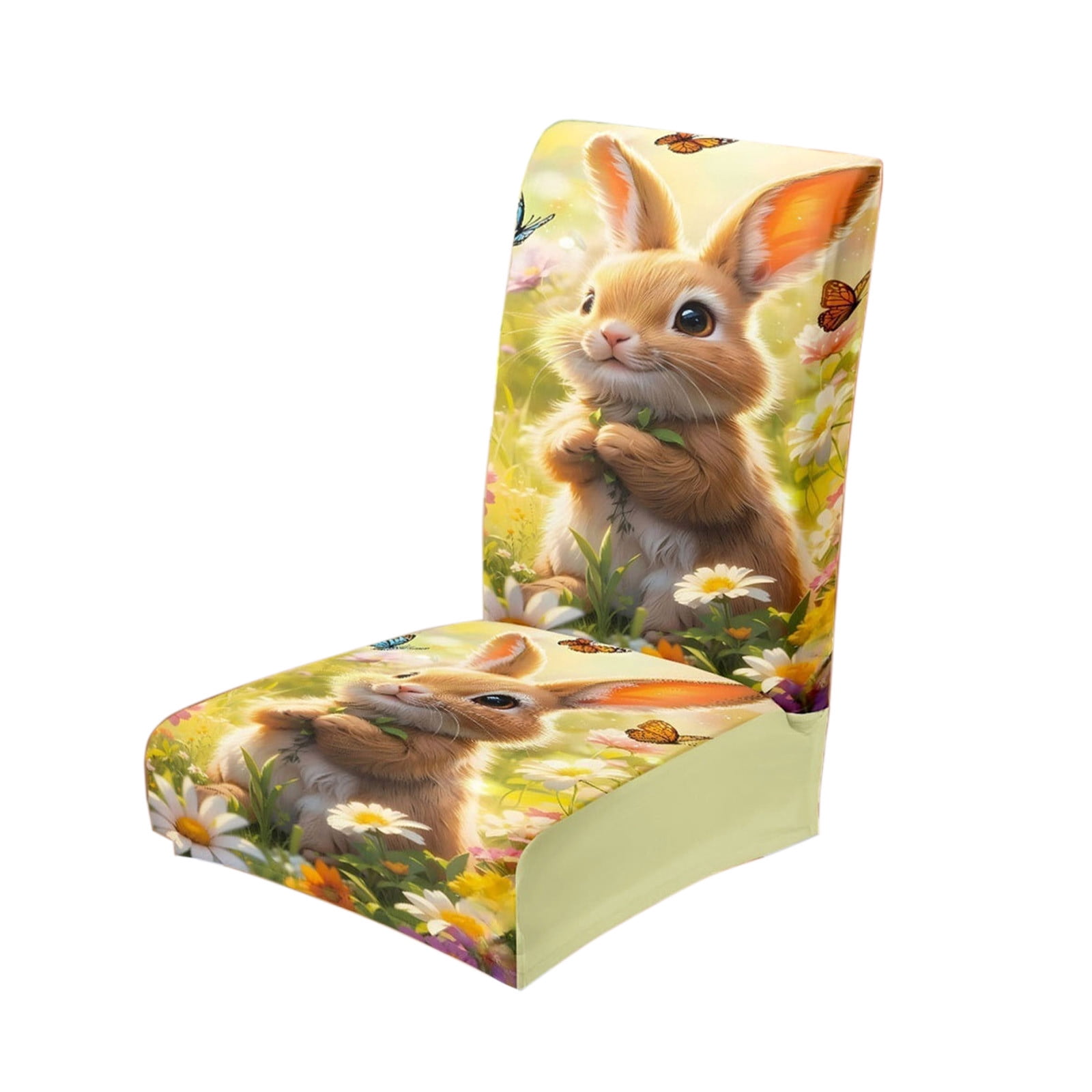 A Easter Themed Dining Chair Cover With Bunny And Egg Print Version A ...