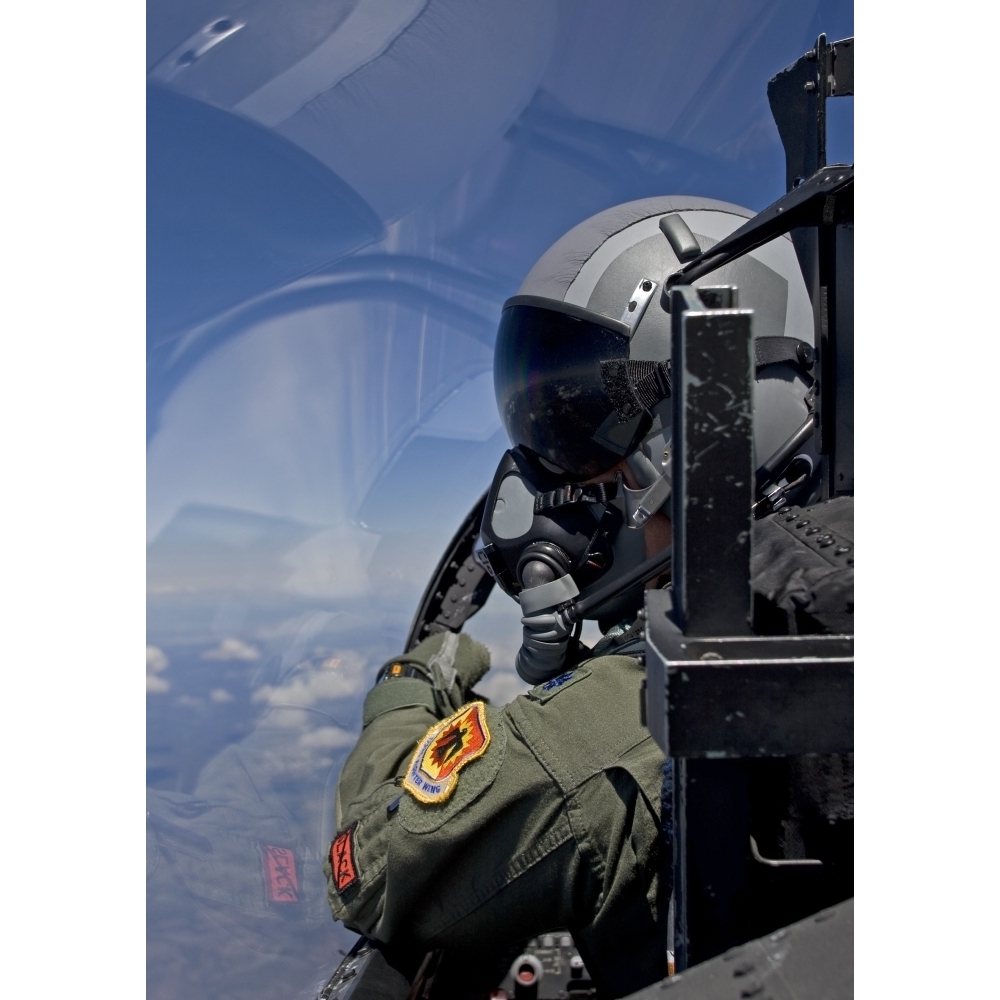 A F-15 pilot looks over at his wingman while in flight Poster Print ...