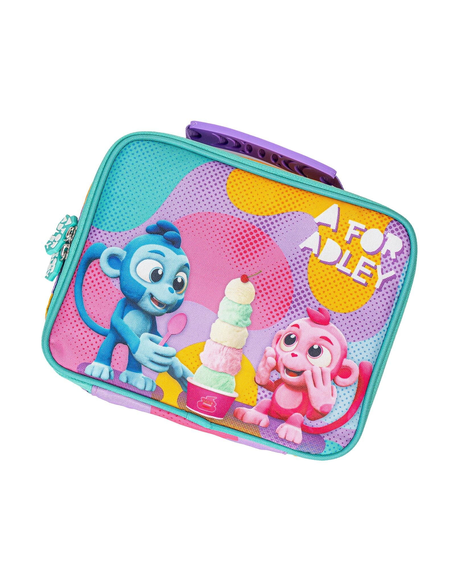 A FOR ADLEY Lunchbox. Featuring Adley's Neon Rainbow Friends on a Zebra ...