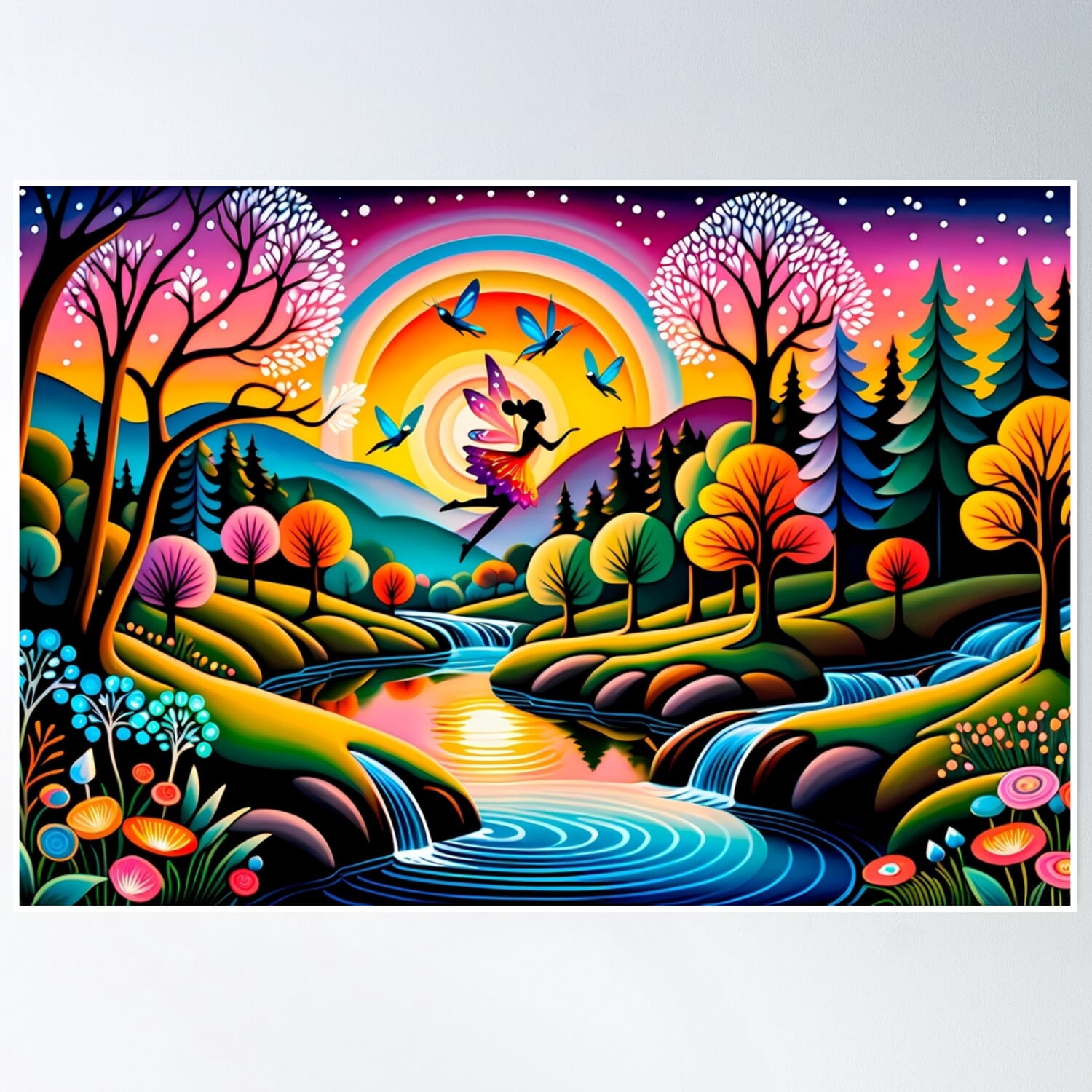 A Fairy And Butterflies In The Enchanted Forest Realm - Naive Art ...