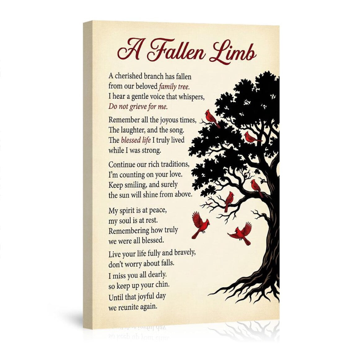 A Fallen Limb Memorial Poem With Cardinals Sympathy Bereavement ...