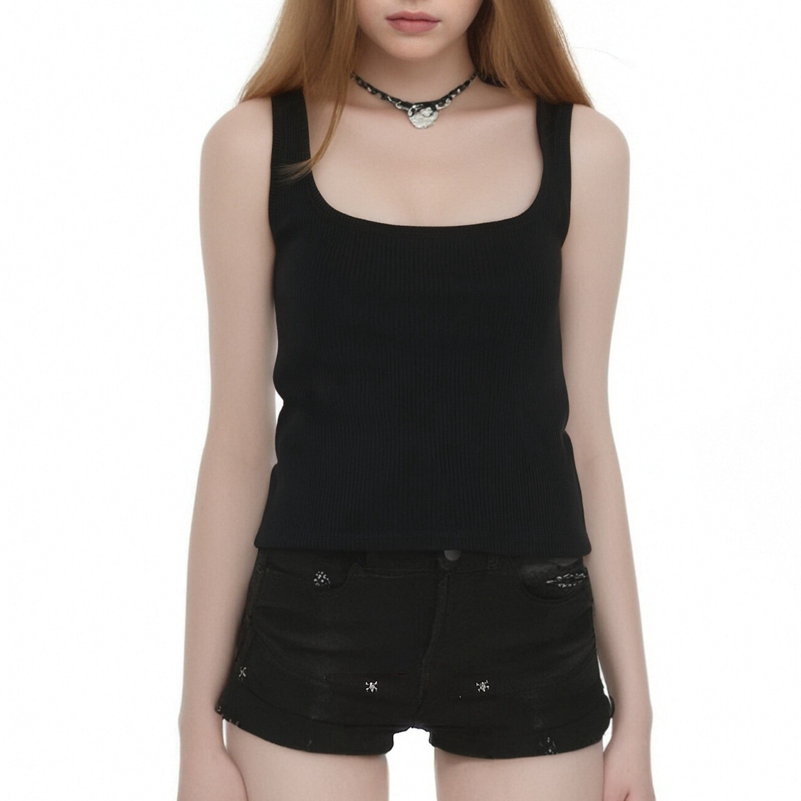 A Fashionable Casual Solid Color Round Neck Tank Top for Everyday Wear ...