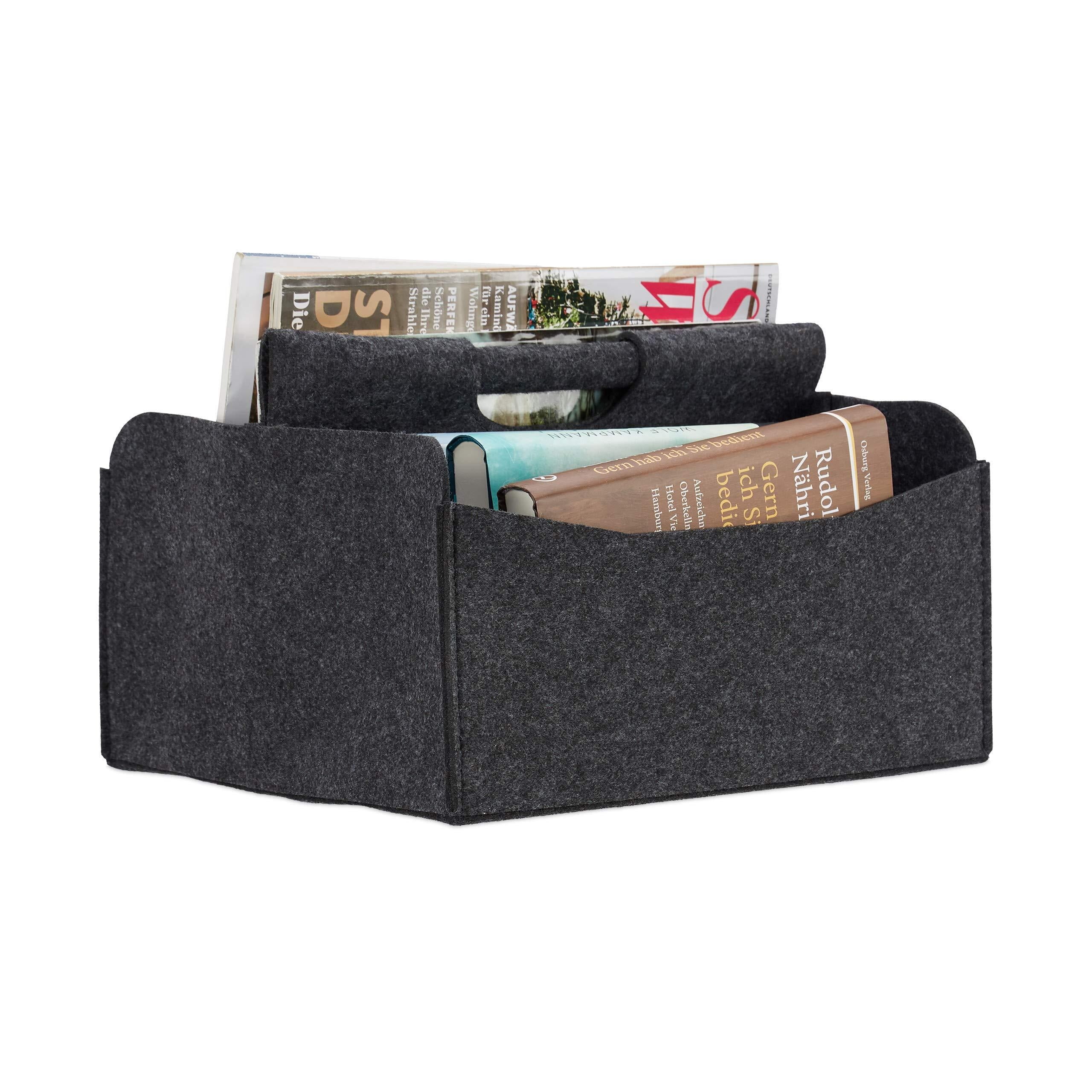 A Felt Newspaper Basket, HxWxD: 22 x 31 x 99 cm, 2 Compartments, 1 ...