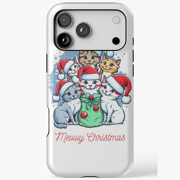 A Festive Cat Xmas Tee Protective Case for iPhone 11 12 13 14 15 16 17 ...