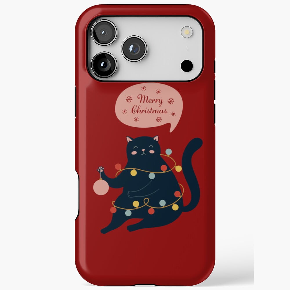 A Festive Xmas Cat Protective Case for iPhone 11 12 13 14 15 16 17 Pro ...