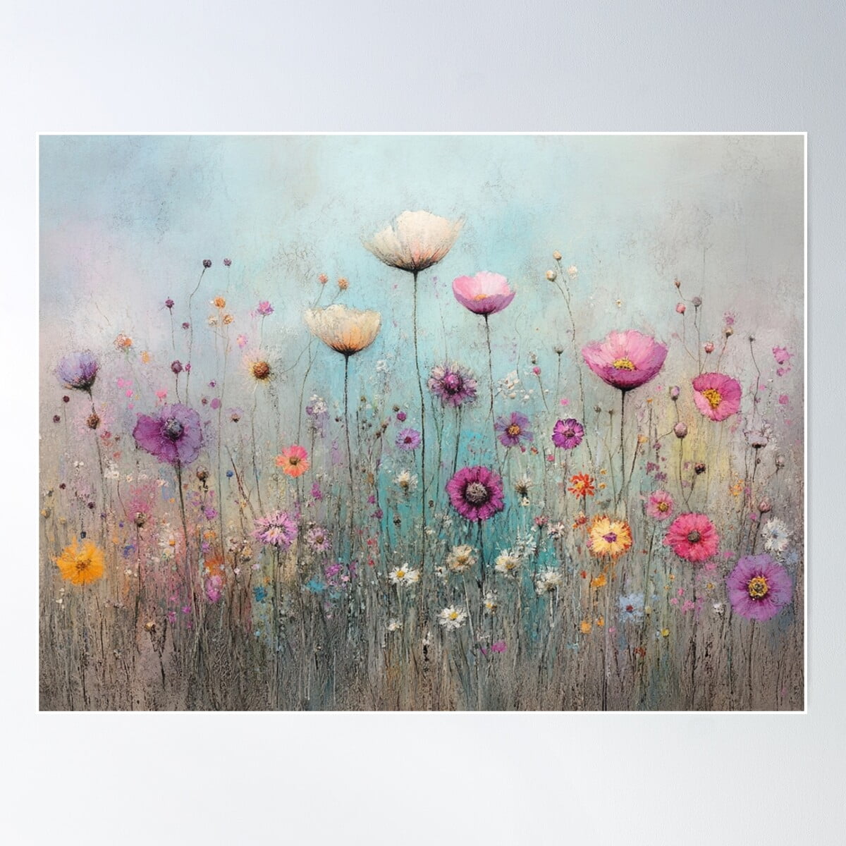 A Field Of Wild Flowers Poster Wall Art Modern Wall Decor For Living ...