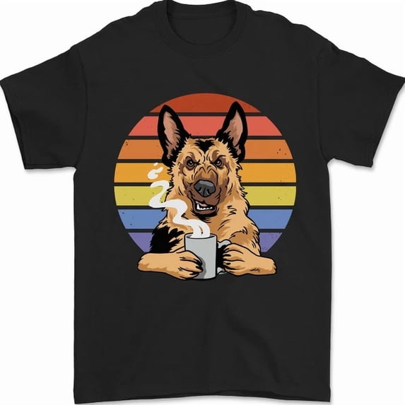 A Fierce German Shepherd Alsatian Coffee Mens Womens S-5XL T-Shirt ...