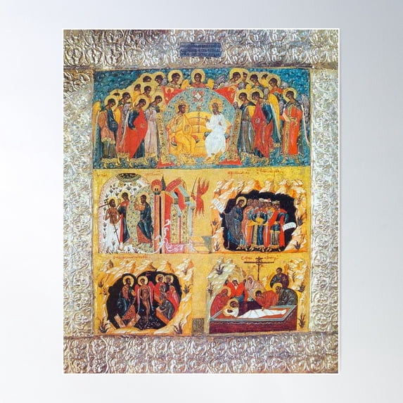 A Five-Part Russian Orthodox Icon Depicting The Easter Story Poster ...