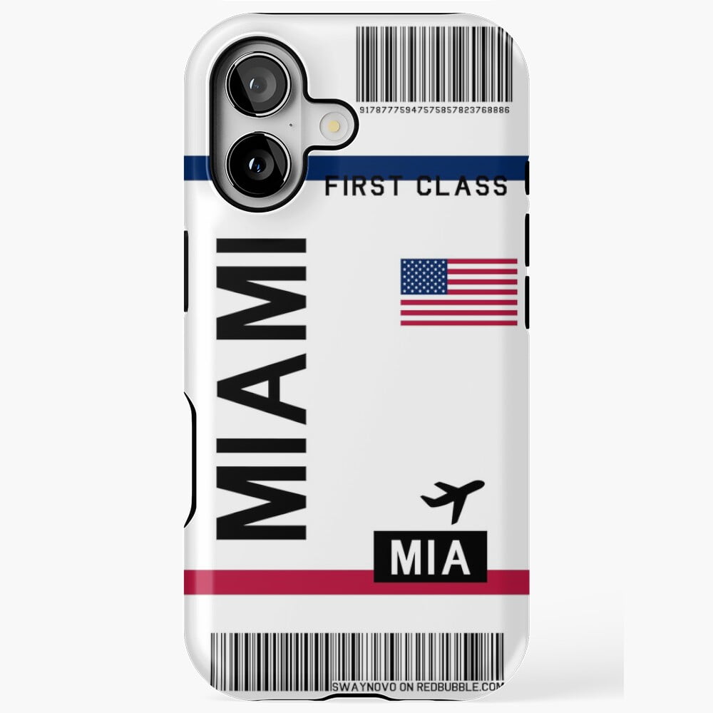 A Flight Ticket To Miami Protective Case for iPhone 11 12 13 14 15 16 ...