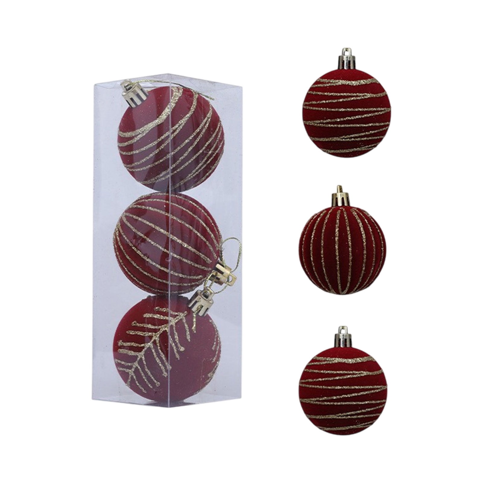 A Flocking Christmas Ball 6Cm 2.36 Inch 3 Pack Boxed Christmas Tree ...