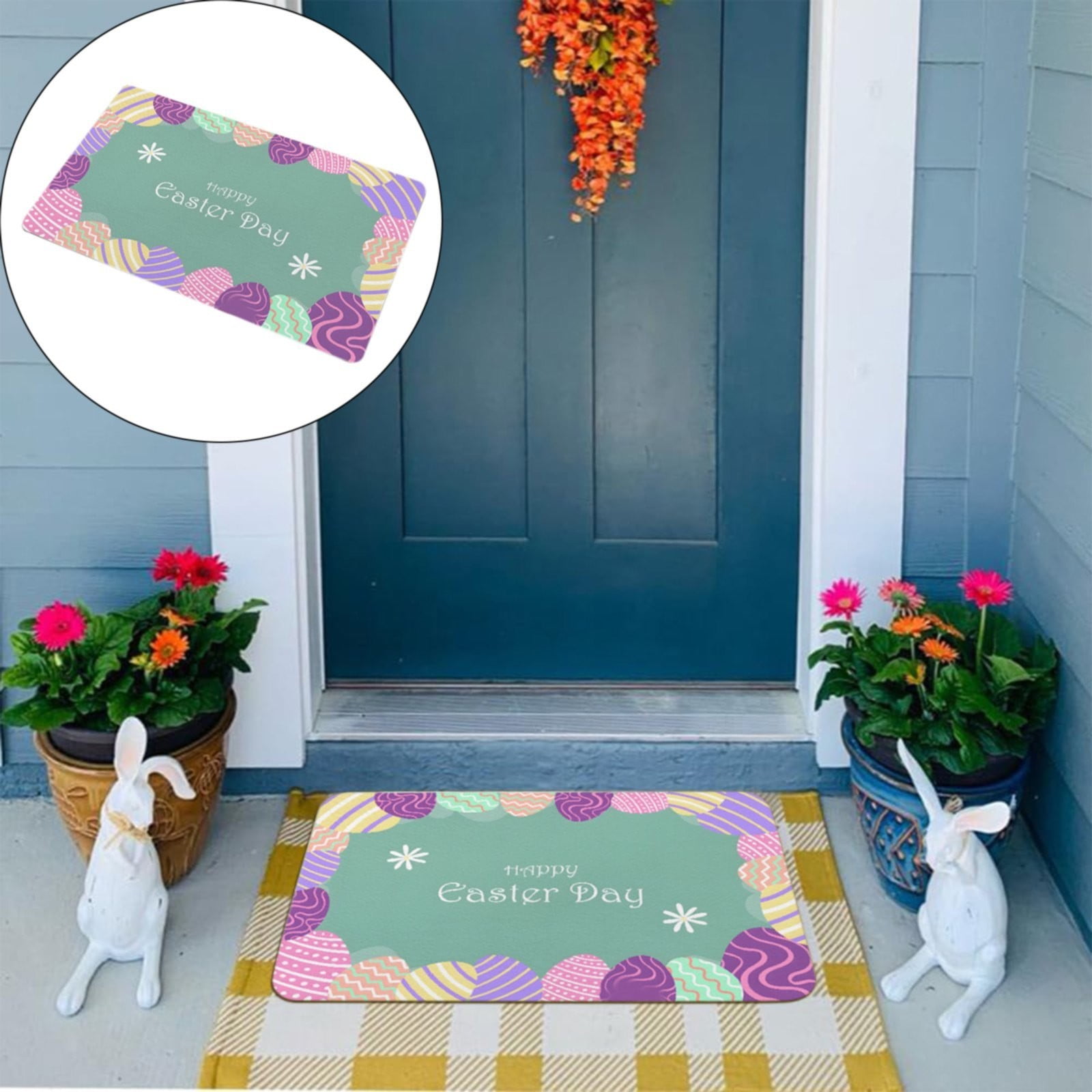 A Floor Mat Clearance! Easter Bunny Elegant Decorative Doormat Seasonal ...