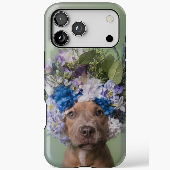 A Flower Power Themed Cute Dog Graphic Design Art iPhone 11 through 17 ...