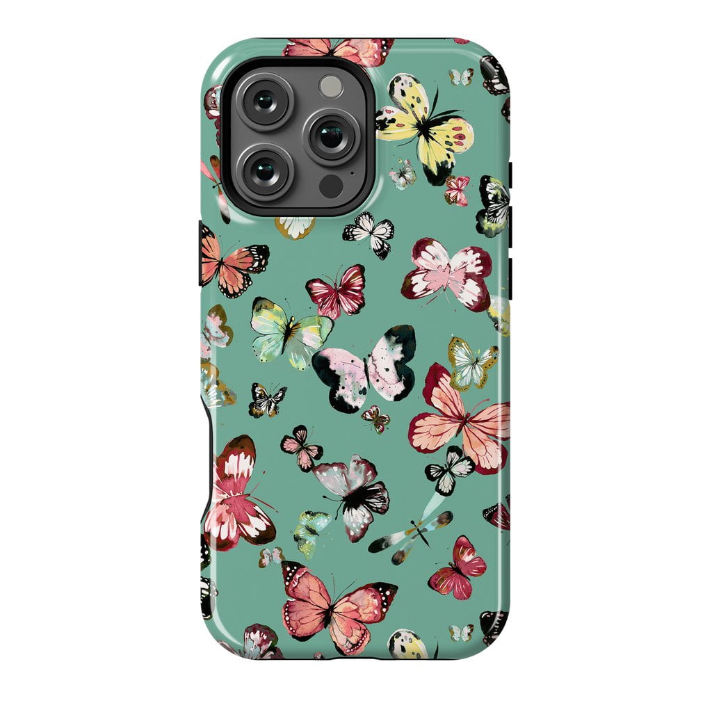 A Flying Butterflies Watercolor Teal Themed Delicate Tough Case for ...