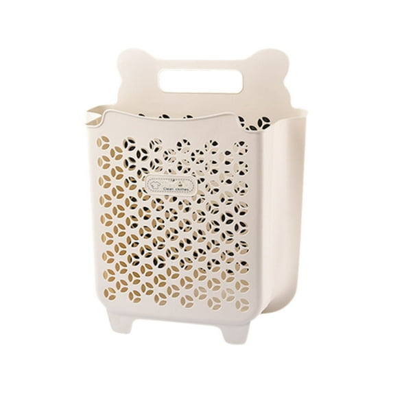 A Foldable Laundry Basket Wall Mounted Storage Bin With Handles White ...