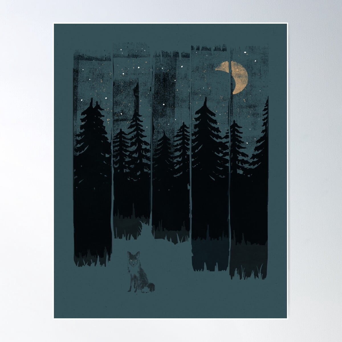 A Fox In The Wild Night Poster Wall Art, Modern Wall Decor For Living ...