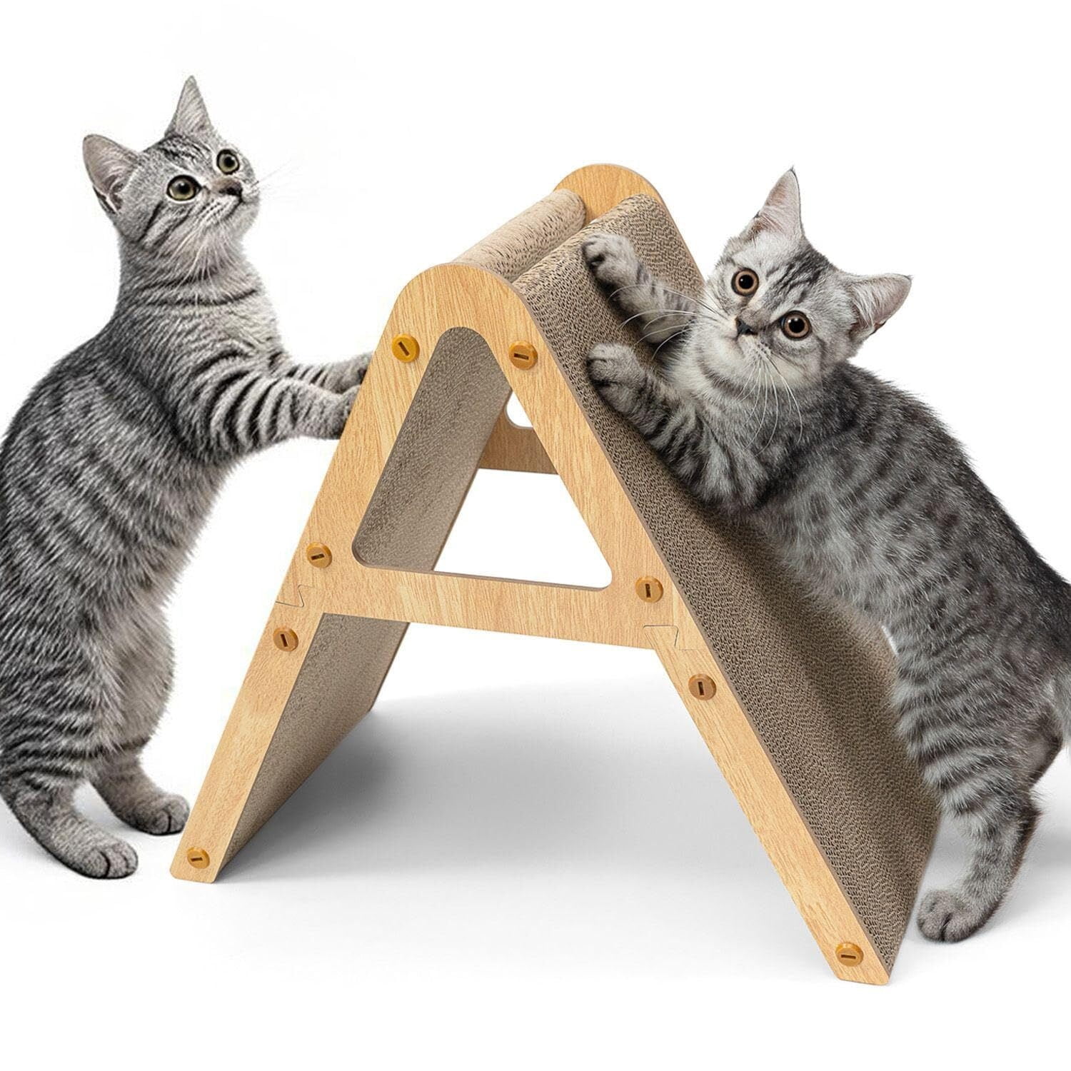 A A-Frame Cat Scratching Board, Recycled Cardboard & Wood Frame, Dual ...