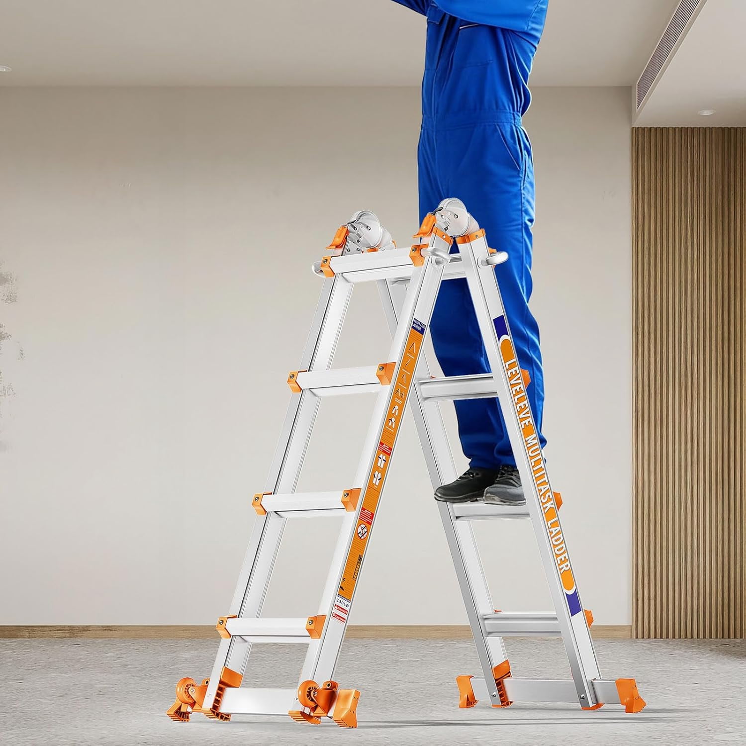 A Frame Ladder,Multi Position 4 Step Ladder with Stabilizer Bar ...