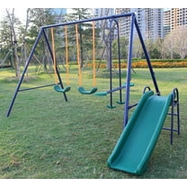 CIPACHO 137" A-Frame Metal Swing Set with Slide, Seesaw, Kids Swing Toy ...