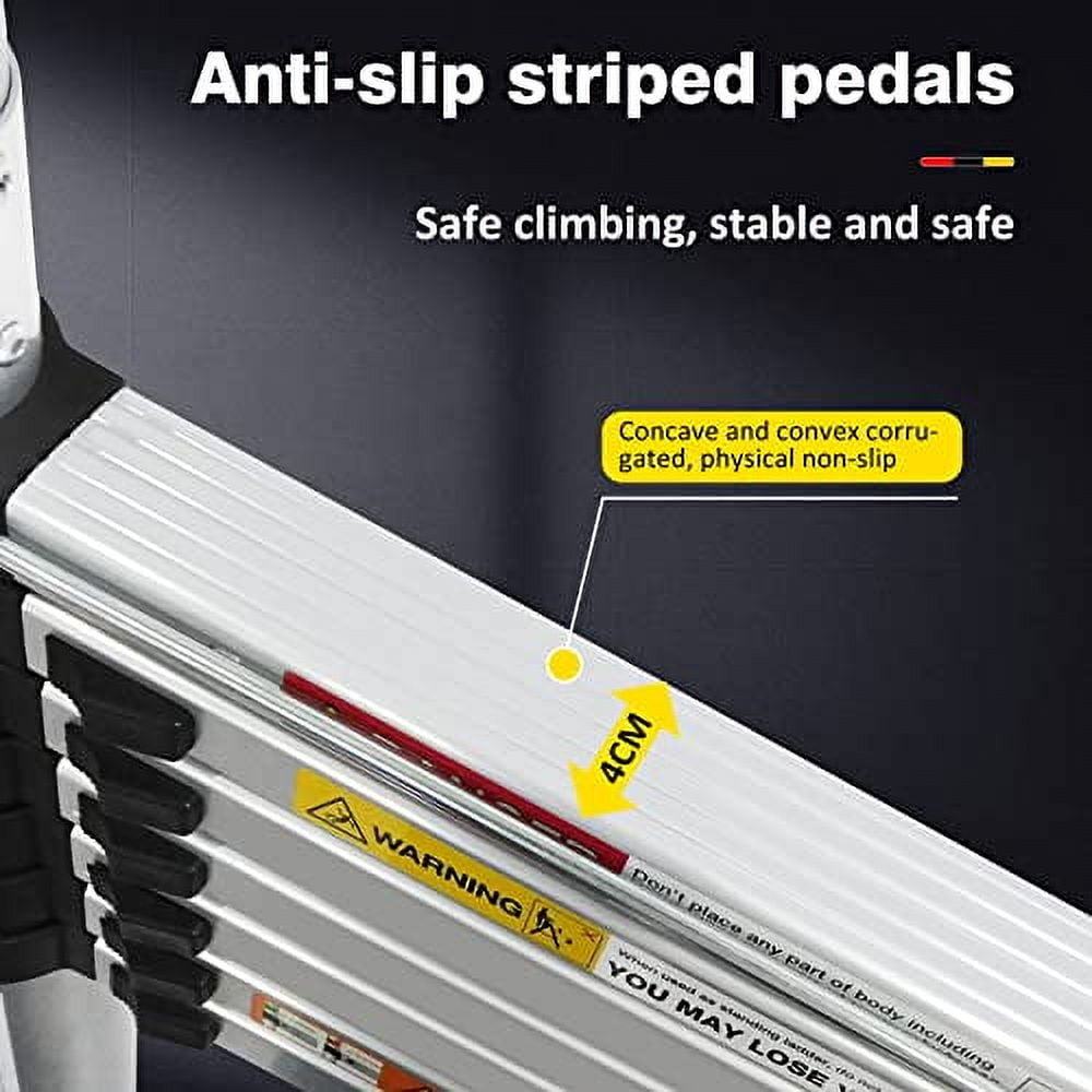 A-Frame Telescoping Ladder 12.5 Feet Aluminium Folding Extension Ladder ...