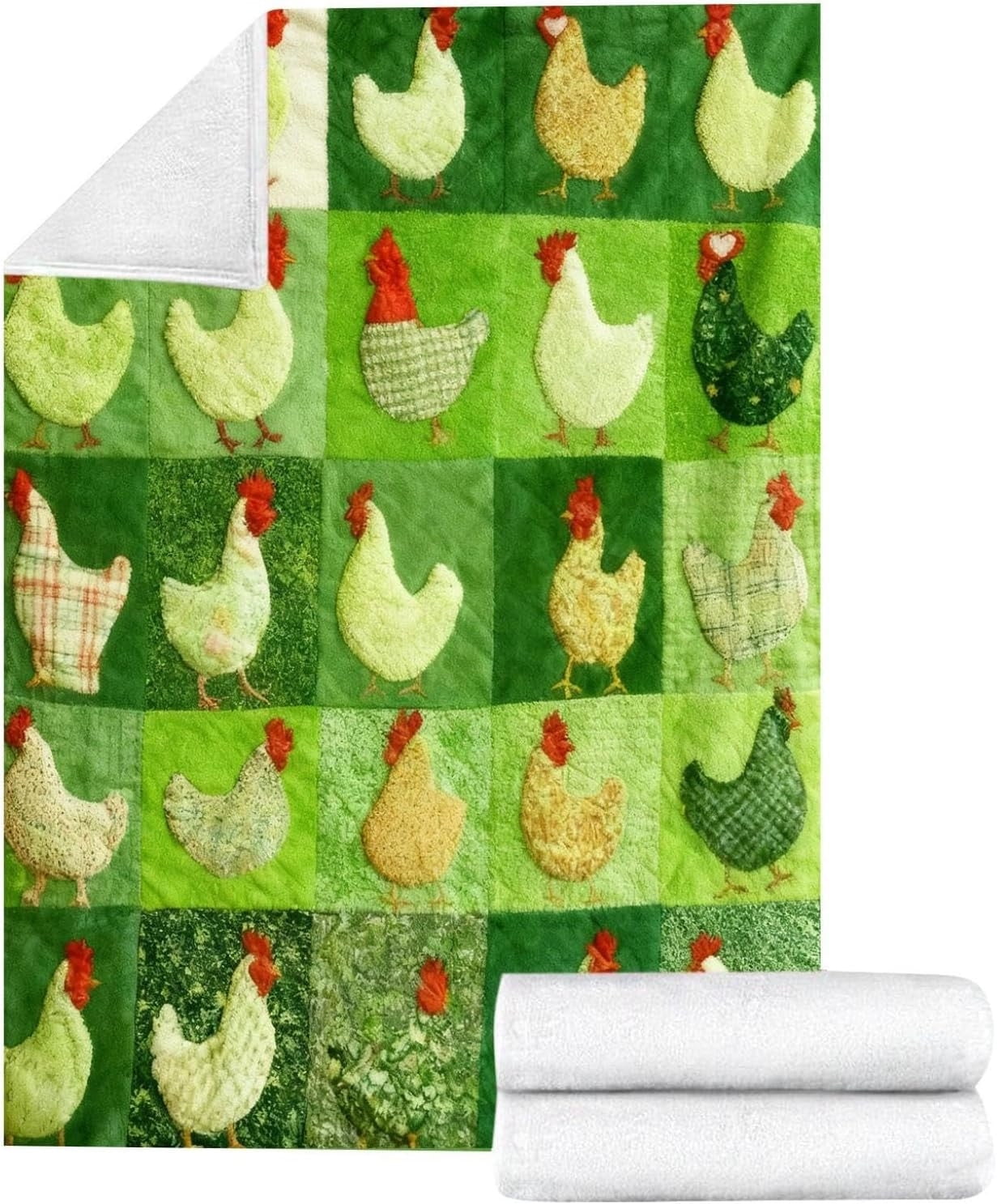 A Funny Chicken Print Plaid Flannel Throw Blanket Lightweight And Warm ...