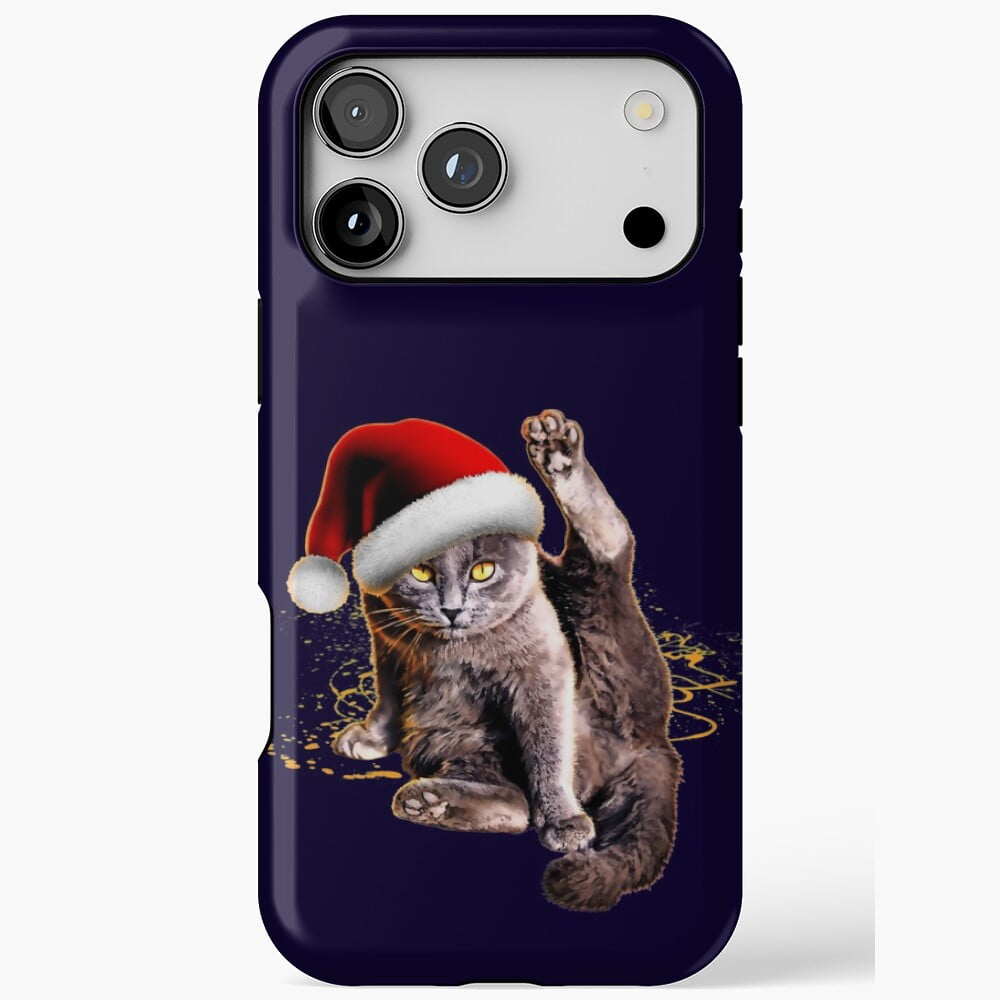 A Funny Holiday Cat Protective Case for iPhone 11 12 13 14 15 16 17 Pro ...