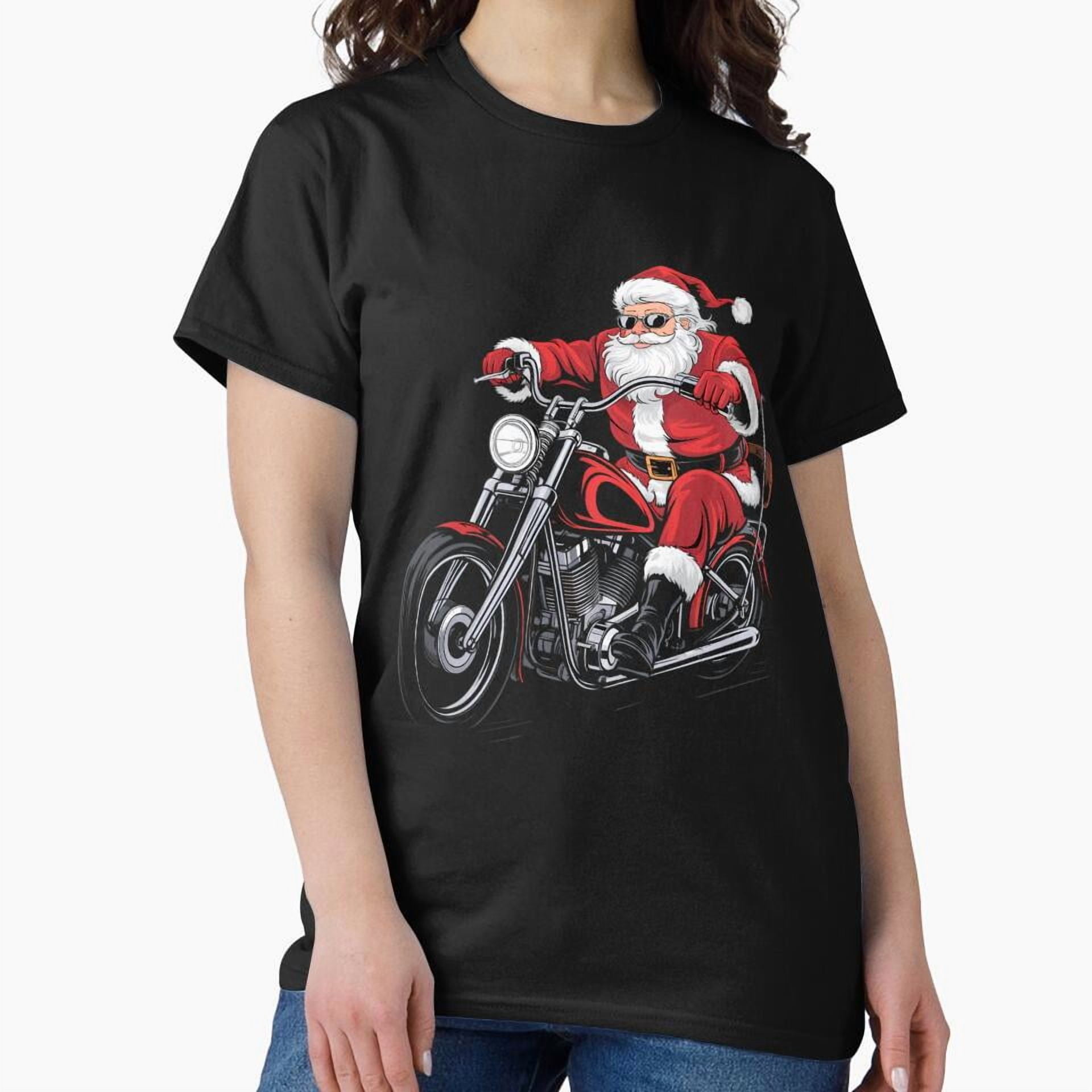 A Funny St. Nick On A Motorcycle A Xmas Holiday Biker Rider H9496 T ...