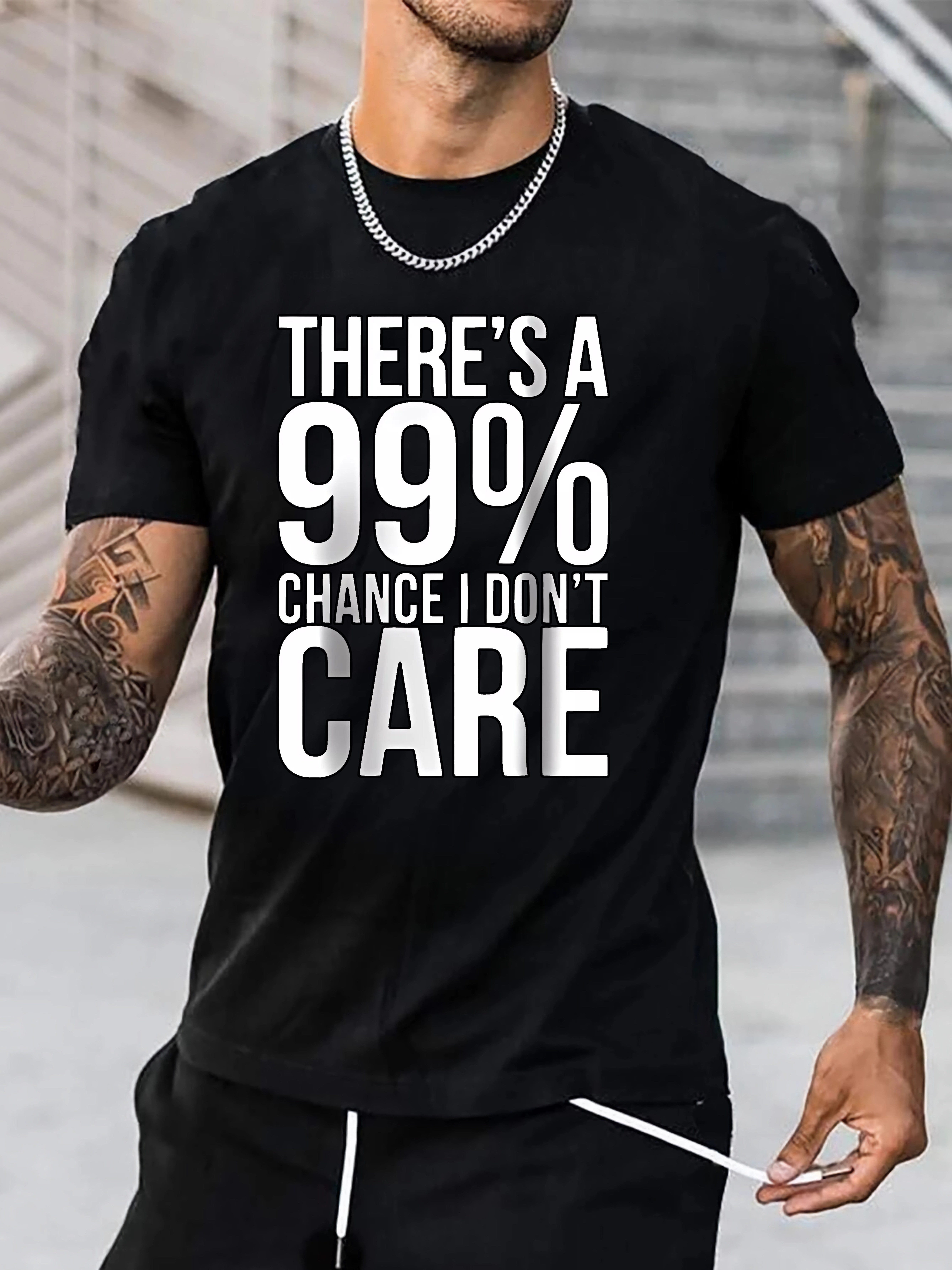 A Funny T-shirt Printed with '99% Probability I Don't Care ', Men's T ...