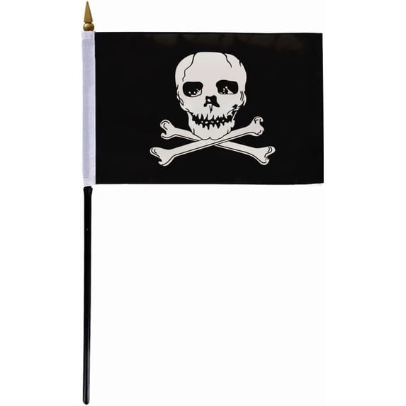 A.G.A.S. Pirate 4x6 Inch Polyester Outdoor Flag and Banner, Hand Held ...