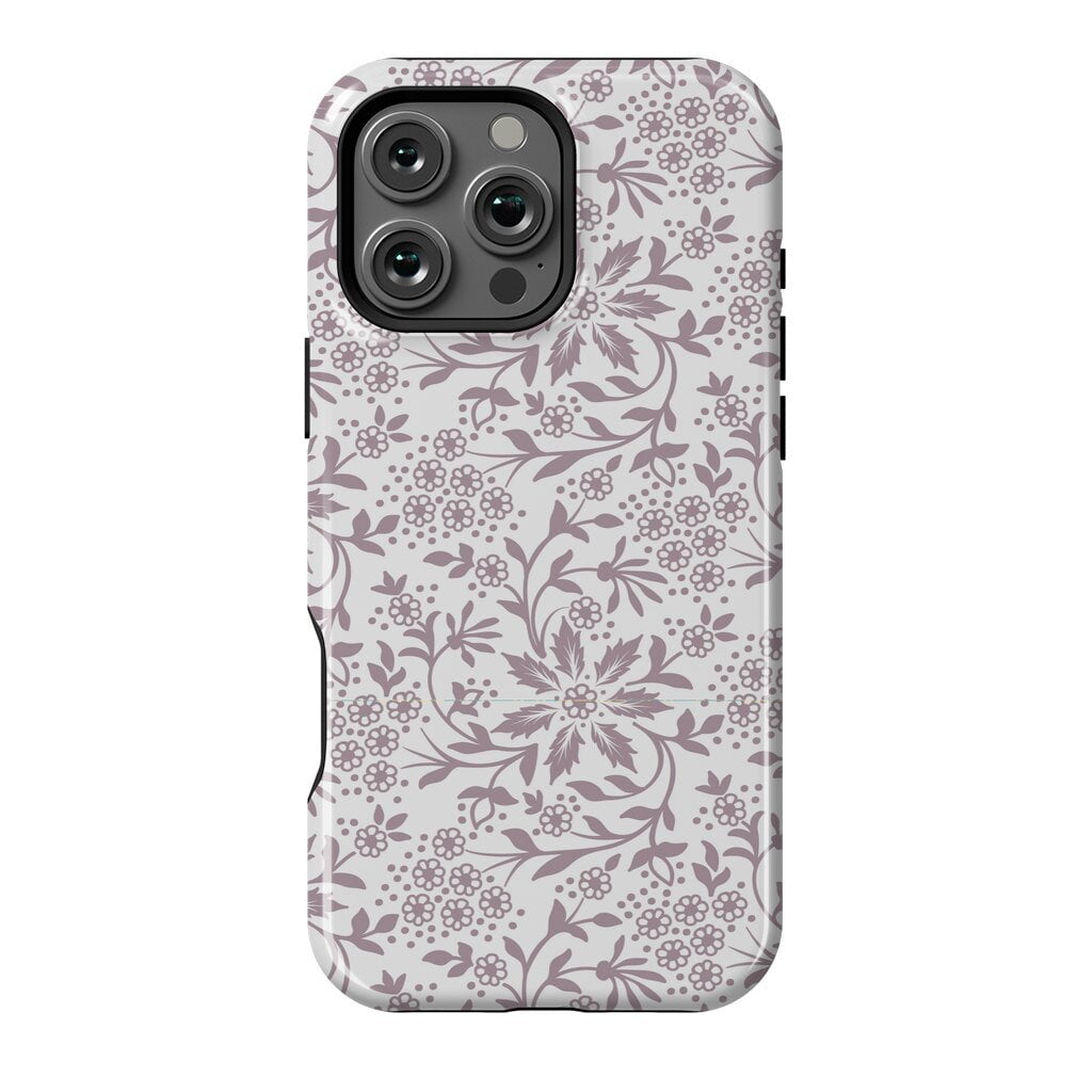 A GREY FLORAL PATTERN Themed Elegant And Simple Tough Case for iPhone ...