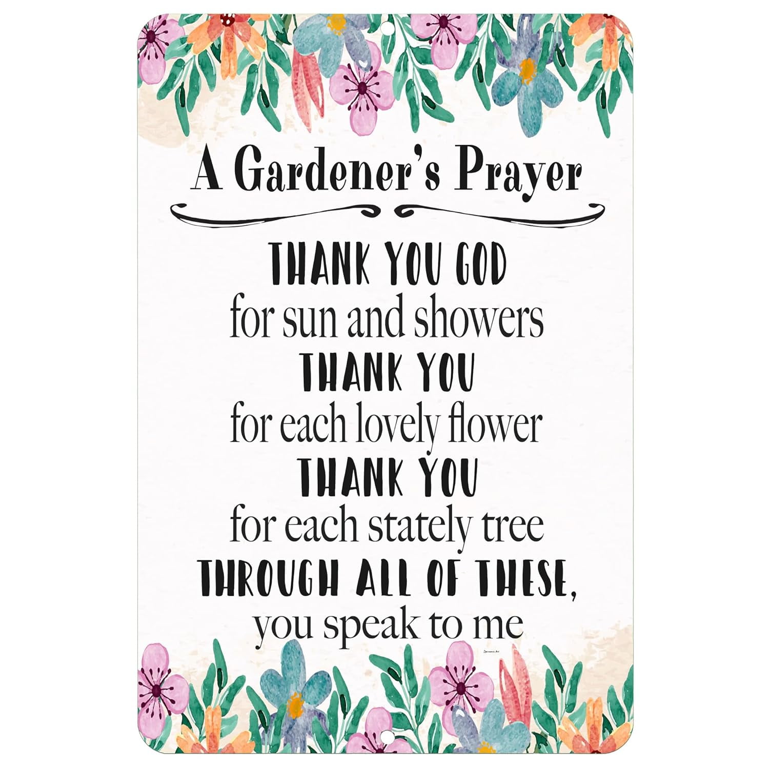 A Gardener's Prayer Metal Sign Inspirational Floral Decor for Indoor or ...