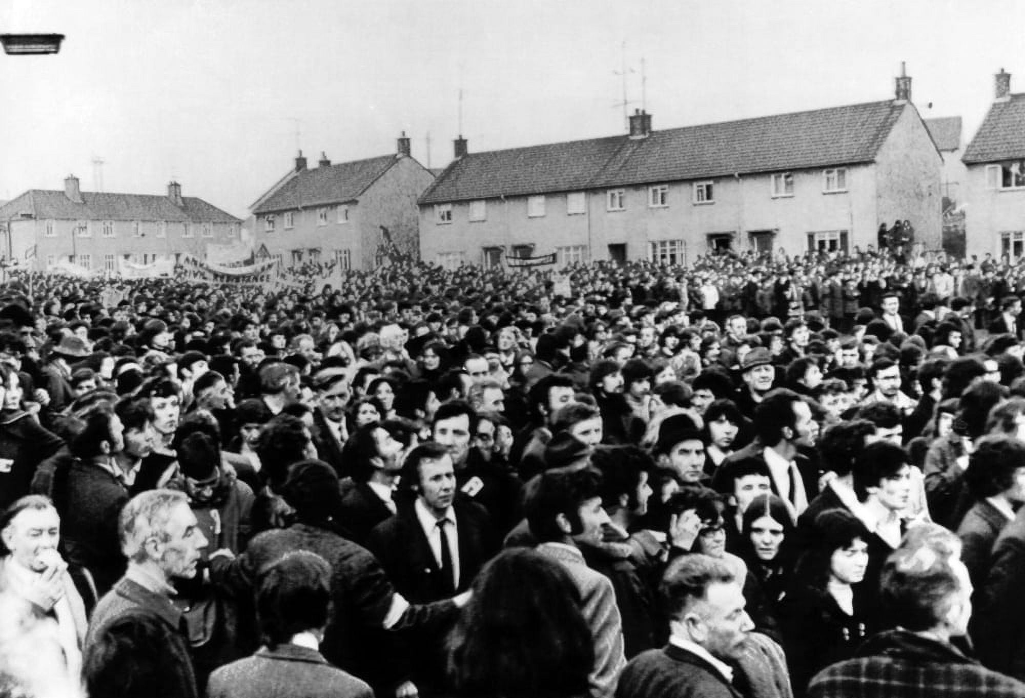 A General View Of Irish Demonstrators In The Derrybeg Housing Estate In ...