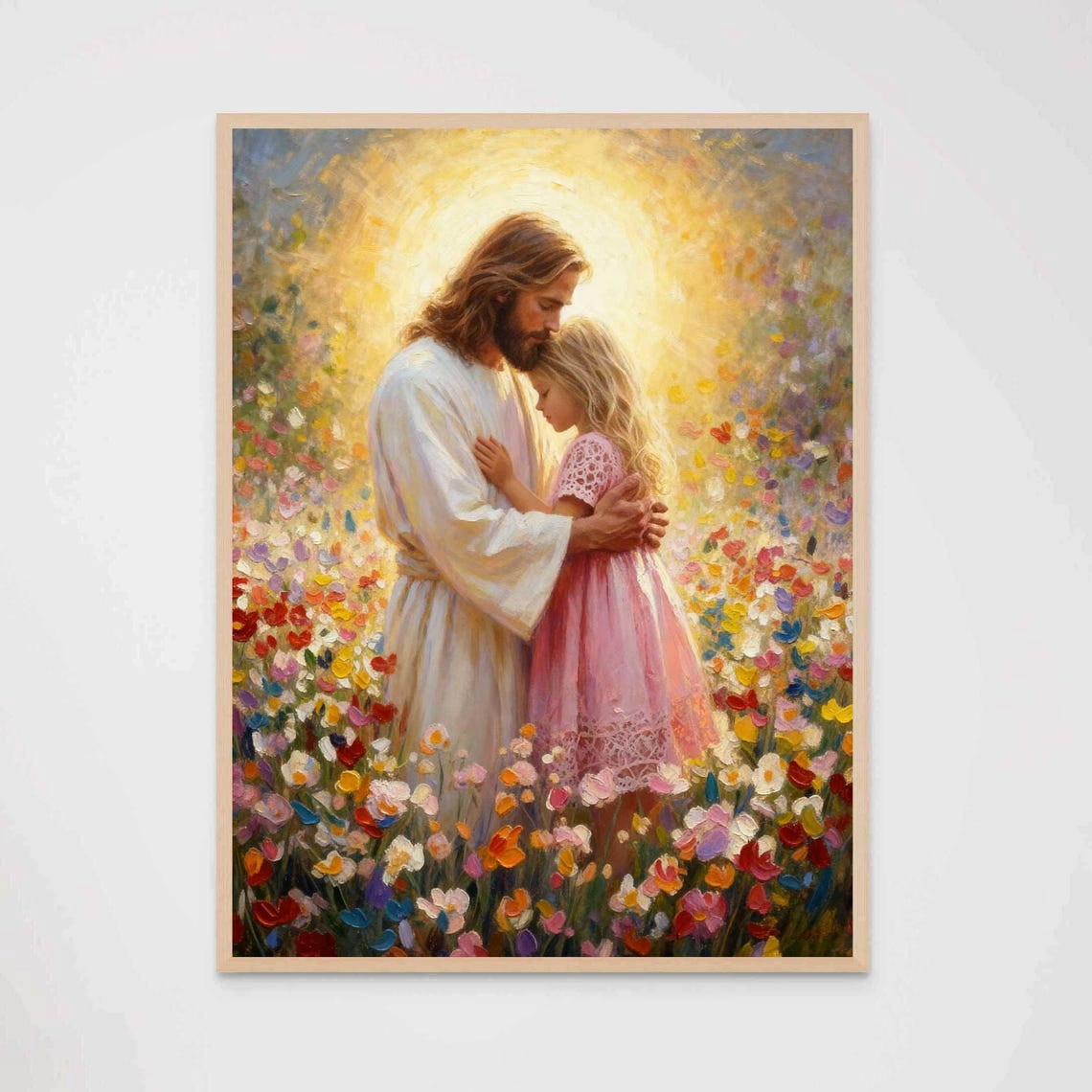A Gentle Savior Christian Jesus With Girl Art Bible Children Wall Decor ...