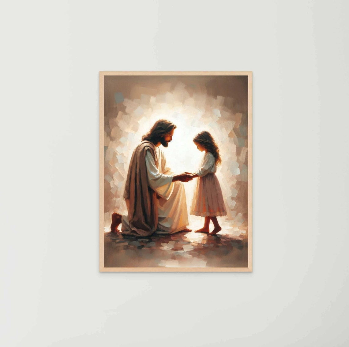 A Gentle Touch Christian Jesus And Girl Wall Art Bible Shepherd Print ...