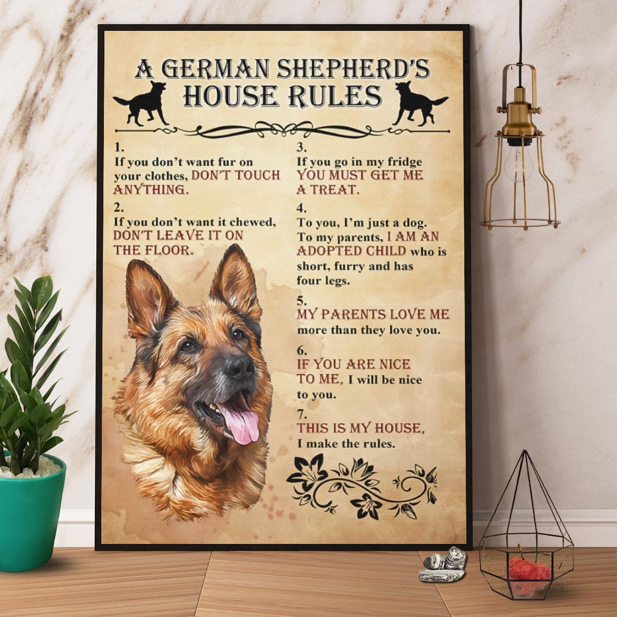 A German Shepherd'S House Rules Paper Poster No Frame Matte Wall Art ...